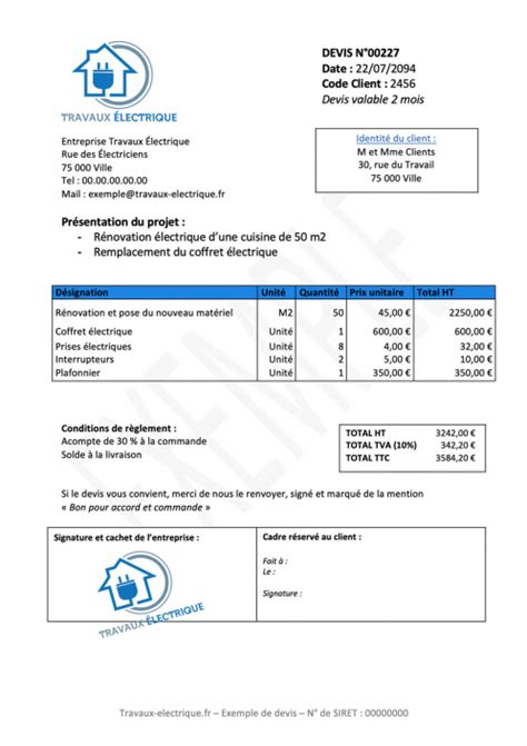 Exemple De Devis De Travaux Electriques Guide Et Devis En Travaux D