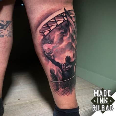 Tatuaje pierna fútbol Athletic Made Ink Bilbao