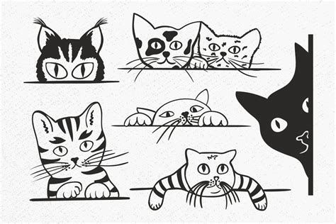 Peeking Cat Svg Cat Bundle Svg Black Cat Svg Peeking Cats Svg Fur