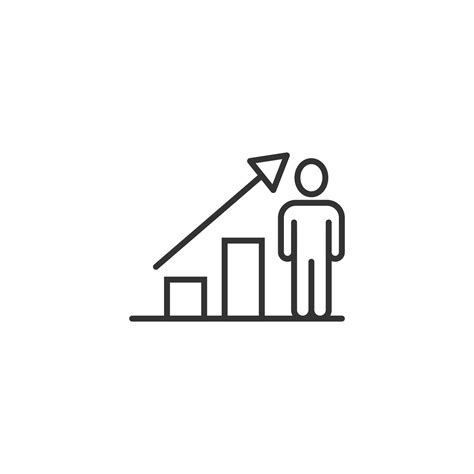 People With Growth Arrow Icon In Flat Style Work Strategy Vector