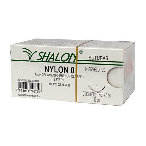 Fio Sutura Nylon Preto Cuticular Tam 0 45cm C 24un Shalon 0 45cm Ag3