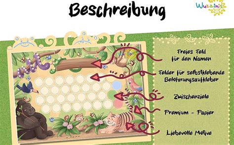 WUZZINIS Belohnungstafel Kinder XXL Set Thema Safari