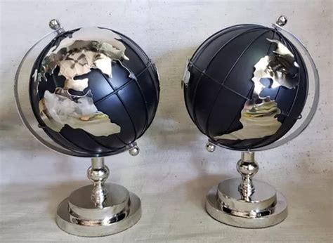 Globo Terraqueo Mapamundi Cromado Giratorio 30cm Alto En Venta En
