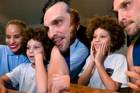 Aline Wirley e Igor Rickli apresentam irmãos adotivos ao primogênito