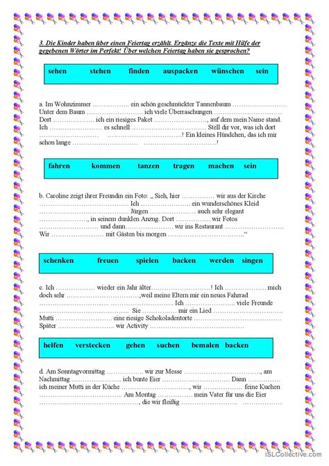 Feste und Feiertage Deutsch DAF Arbeitsblätter pdf doc