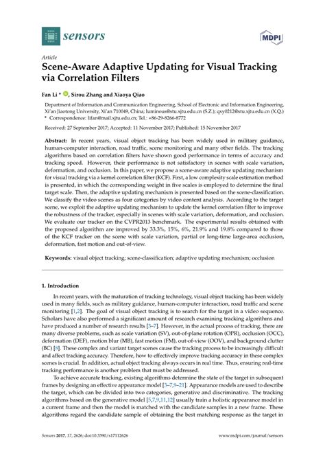 pdf scene aware adaptive updating for visual tracking via correlation filters