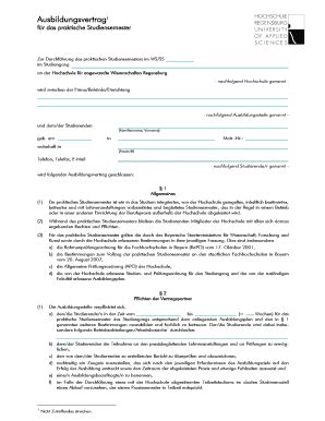 Ausf Llbar Online Fh Regensburg Ausbildungsvertrag Fr Das Praktische