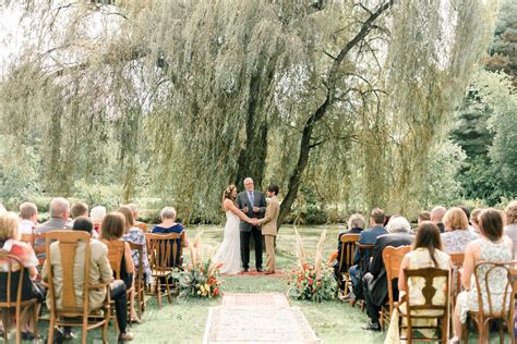 Bohemian Wedding Ceremony In Front Of A Willow Tree At Succop