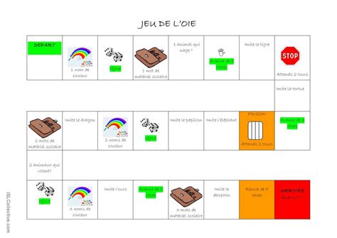 Jeu De L Oie Couleur Mat Rie Fran Ais Fle Fiches Pedagogiques Pdf Doc