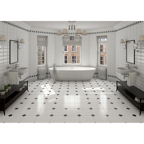 Carrelage cabochons Carrelage octogonal rectifié 31 6x31 6 blanc mat et
