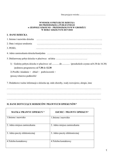 Przykład wniosku