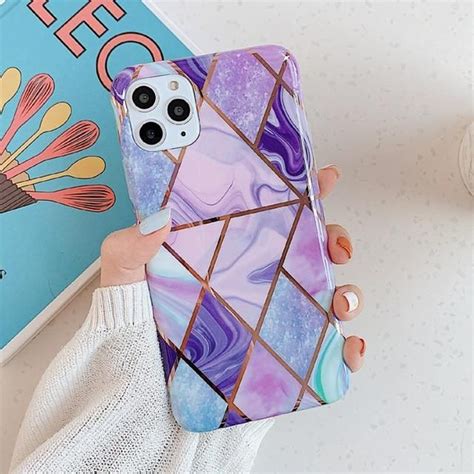 Luxury Plating Geometric Marble IPhone Case For Iphone X Style 1