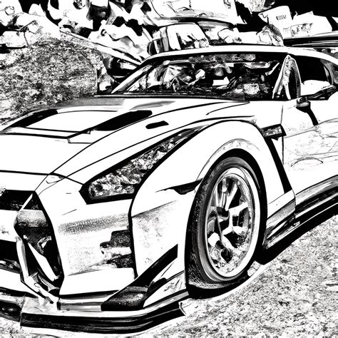 Nissan GTR 2022 By Mark Brooks Coloring Page Creative Fabrica