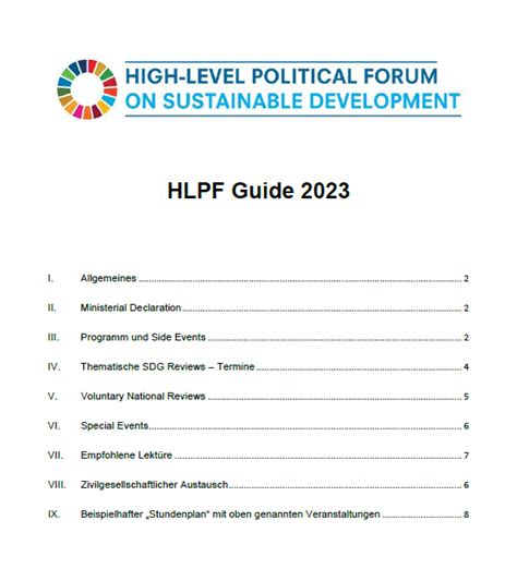 Forum Umwelt Entwicklung HLPF Guide 2023