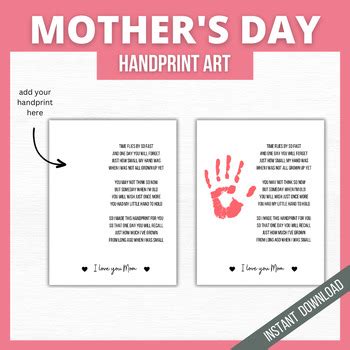 Mothers Day Printable Handprint Art Keepsake Art Mothers Day Craft