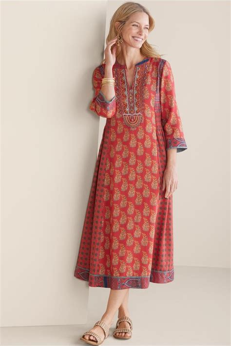 Phoenix Dress Mixed Patterned Midi Dress Soft Surroundings
