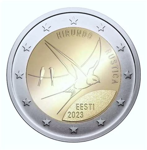 Monnaie 2 euros commémorative estonie 2023 hirondelle rustique La Poste