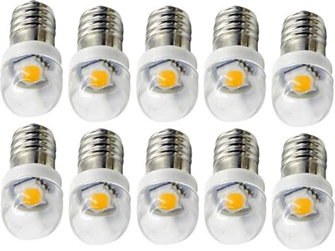 Ruiandsion 10pcs E10 LED Bulb 3V 0 5W 5050 1SMD Warm White 4300K LED