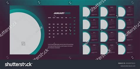 Stock vektor Monthly Calendar 2023 Year Week Starts bez autorských