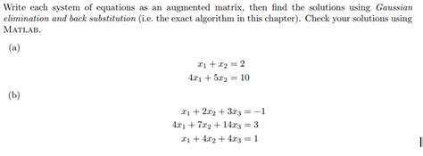 solved write each system of equations as an augmented