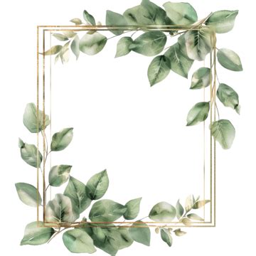 Rectangular Double Golden Frame With Foliage Rame Frame Leaf PNG