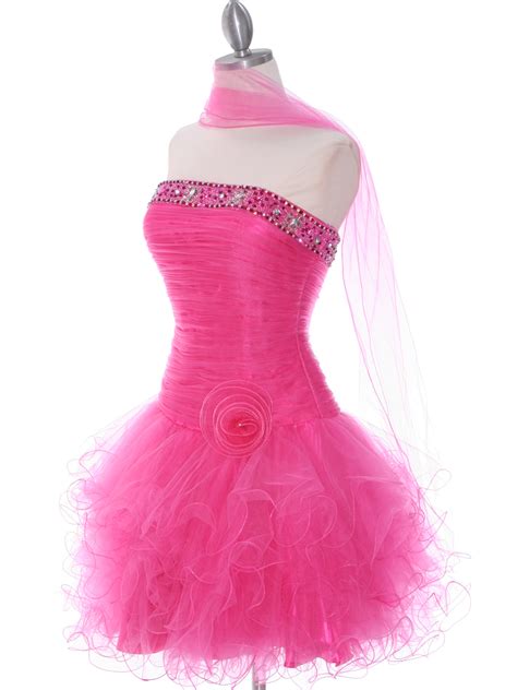Hot Pink Beaded Short Prom Dress Sung Boutique La