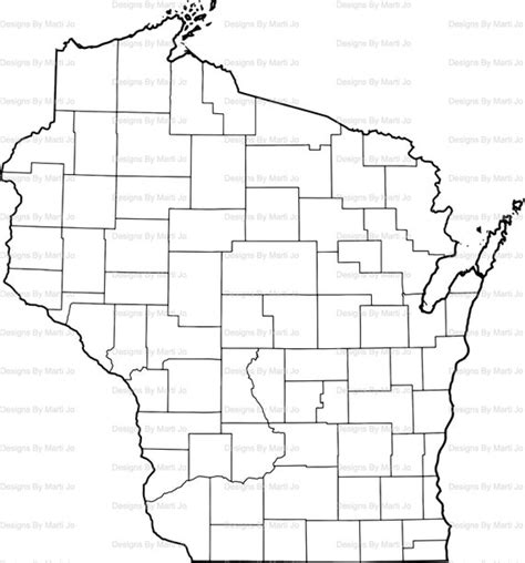 Printable Wisconsin Map Printable WI County Map Digital Etsy