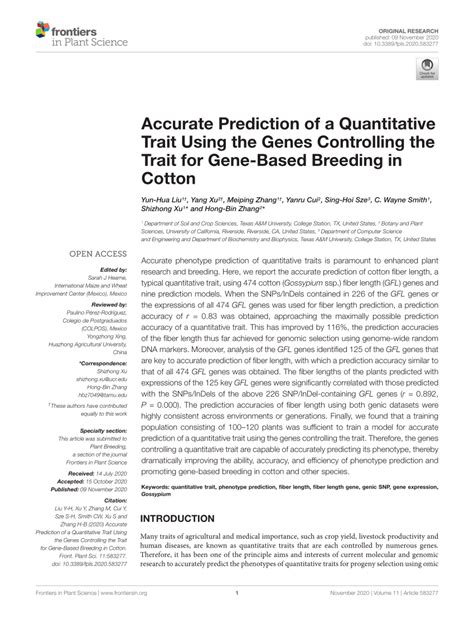 pdf accurate prediction of a quantitative trait using the genes controlling the trait for gene