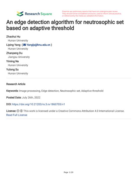 pdf an edge detection algorithm for neutrosophic set based on adaptive threshold