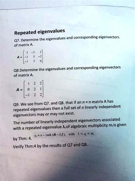 solved determine the eigenvalues and corresponding eigenvectors of matrix a a [3 3 2 1 5