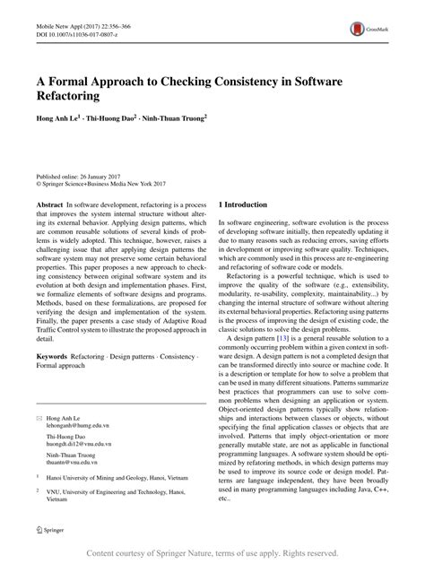 a formal approach to checking consistency in software refactoring request pdf