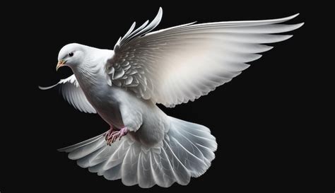 Una Paloma Blanca Volando En El Cielo Con Las Alas Extendidas Sin Fondo