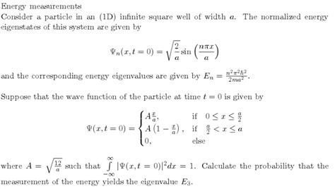 Solved Energy Measurements Consider A Particle In An D Chegg