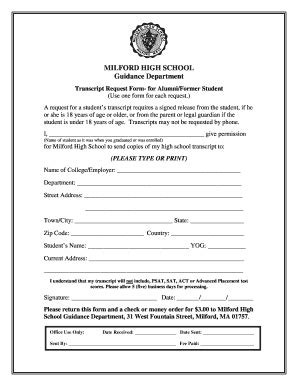 Fillable Online Transcript Request Form Guidance Fax Email Print