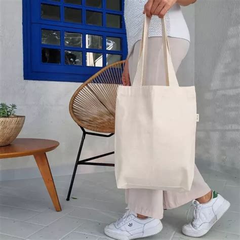 Sacola Ecobag Algodão Média 35x40 Algodão Cru Sustentável