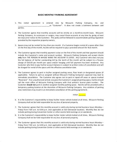 FREE 14 Sample Parking Agreement Templates In PDF MS Word Google