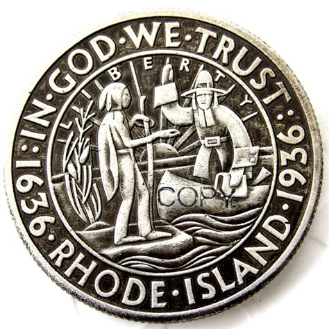 Moneda de copia chapada en plata de medio dólar conmemorativa de Rhode
