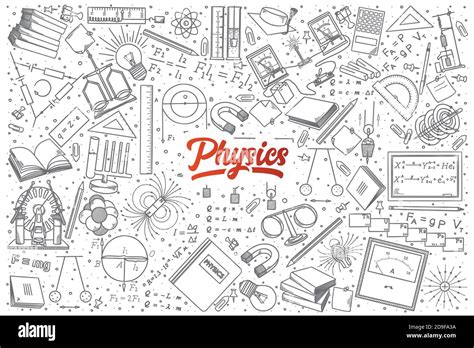 Hand Drawn Physics Doodle Set With Lettering Stock Vector Image Art