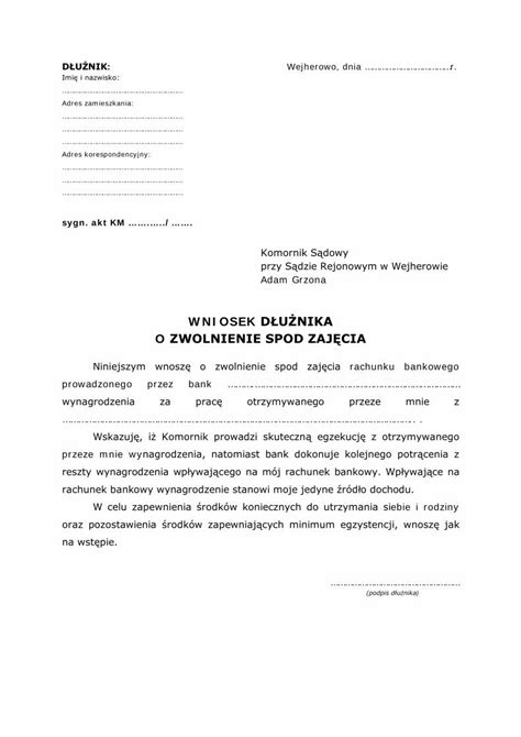 Pdf Wniosek D U Nika Komornik S Dowy Adam Grzona Wynagrodzenia