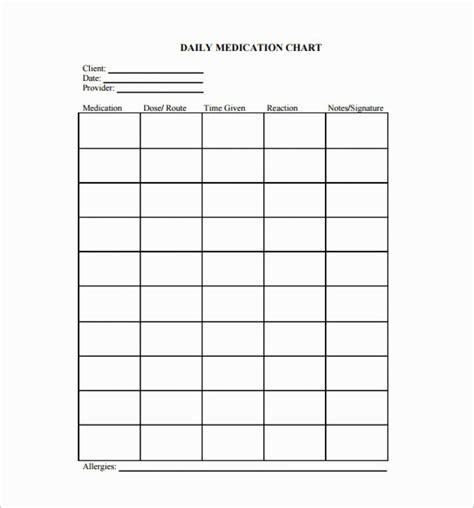 Printable Medication Reminder Charts
