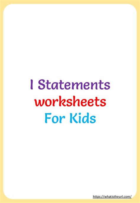 Printable I Statements Worksheet Your Home Teacher