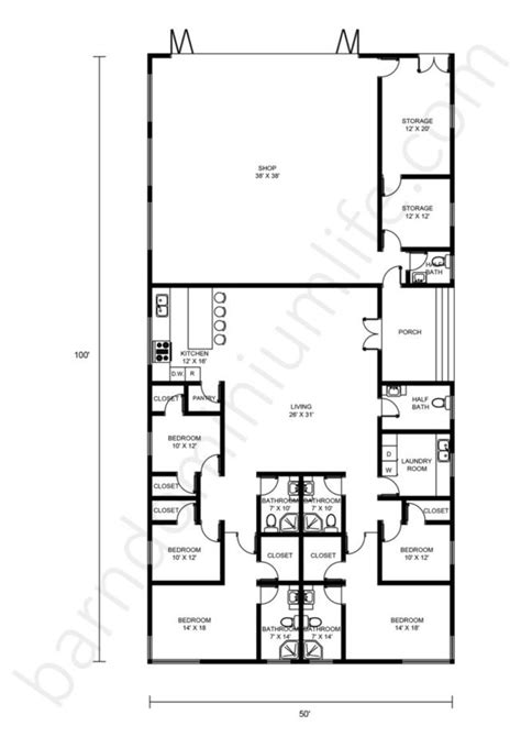Barndominium Floor Plans With Shop Space Image To U