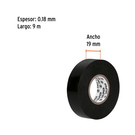 Ficha Tecnica Cinta de aislar de 18 m x 19 mm negra en blíster Truper