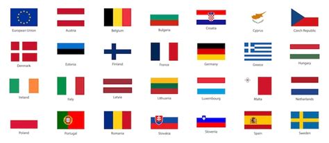 Países de la unión europea conjunto de banderas de la ue proporciones y