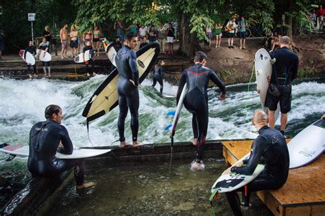 English Garden River Surfing Beer And Naked Sunbathing