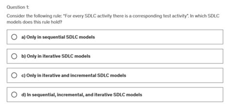 Kapitel Quiz Testing In The Context Of A Sdlc Flashcards