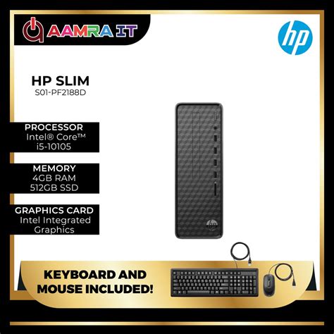 HP SLIM S01 PF2188D DESKTOP PC I3 10105 4GB 512GB SSD USB KB MOUSE