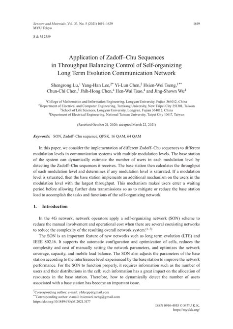 pdf application of zadoff chu sequences in throughput balancing control of self organizing