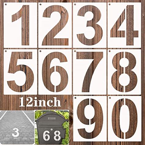 BTORER 12inch 0 To 9 Large Number Stencils Set 10Pcs Reusable Curb