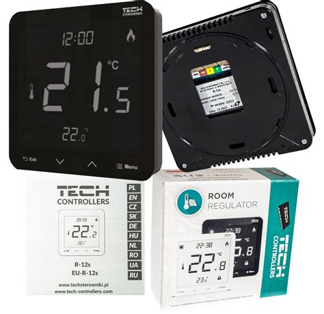 STEROWNIK REGULATOR TEMPERATURY TERMOSTAT POKOJOWY CZARNY R 12S TECH